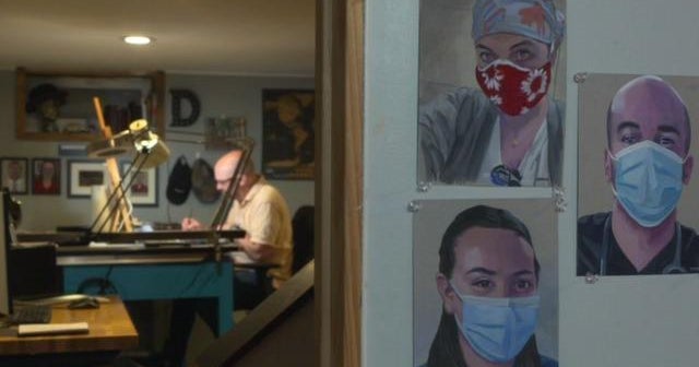 New York man paints portraits of frontline workers as tribute - CBS News