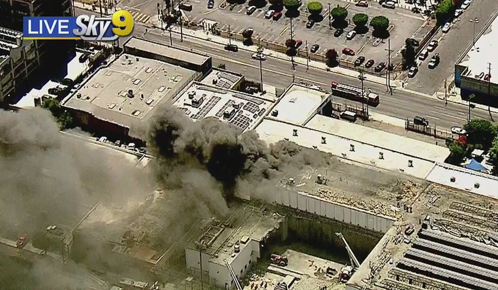 Fire Erupts In Downtown LA Building Being Demolished, Worker Rescued ...