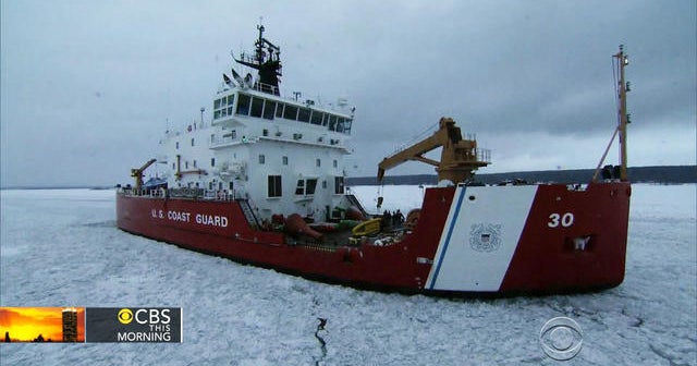 Coast Guard ice cutter clears way through frozen Great Lakes - CBS News