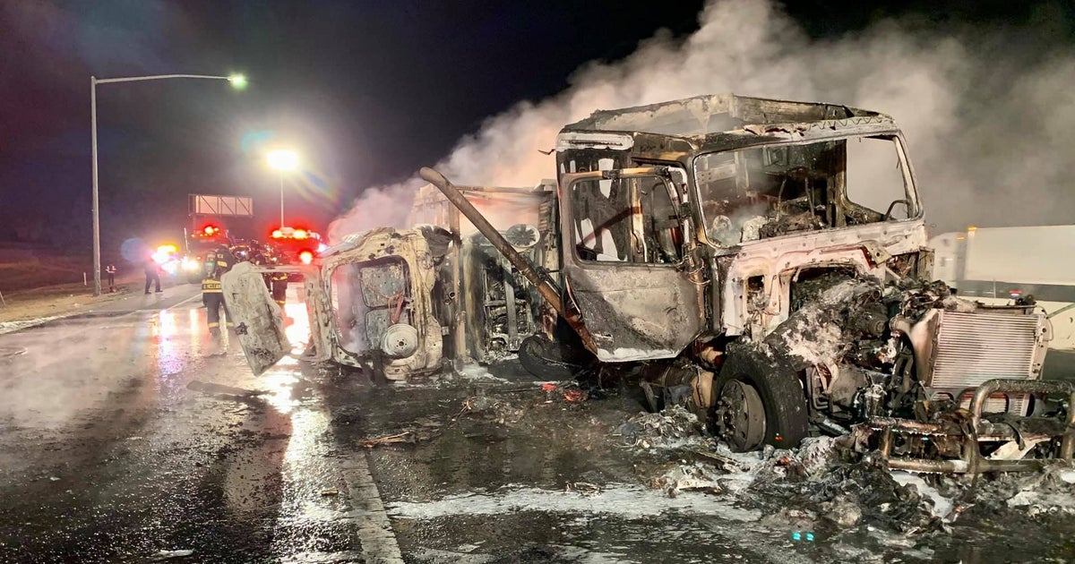 Big Rig Hauling Cars Crashes, Catches Fire On I-5 In Elk Grove - CBS ...