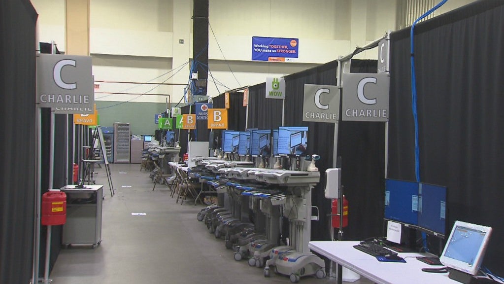 Worcester's DCU Center Opens As COVID Field Hospital - CBS Boston