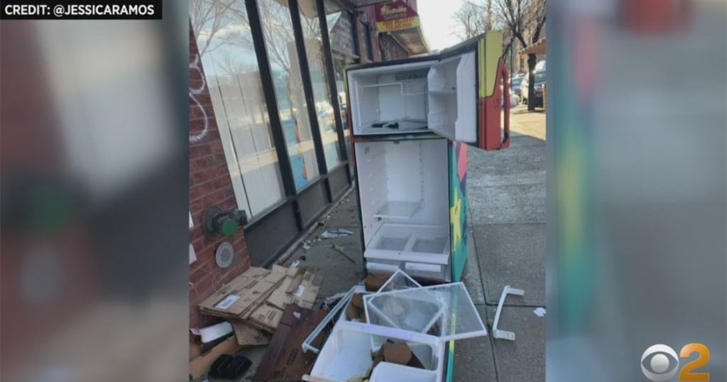 Community Fridge Destroyed In Queens, Sen. Jessica Ramos - CBS New York