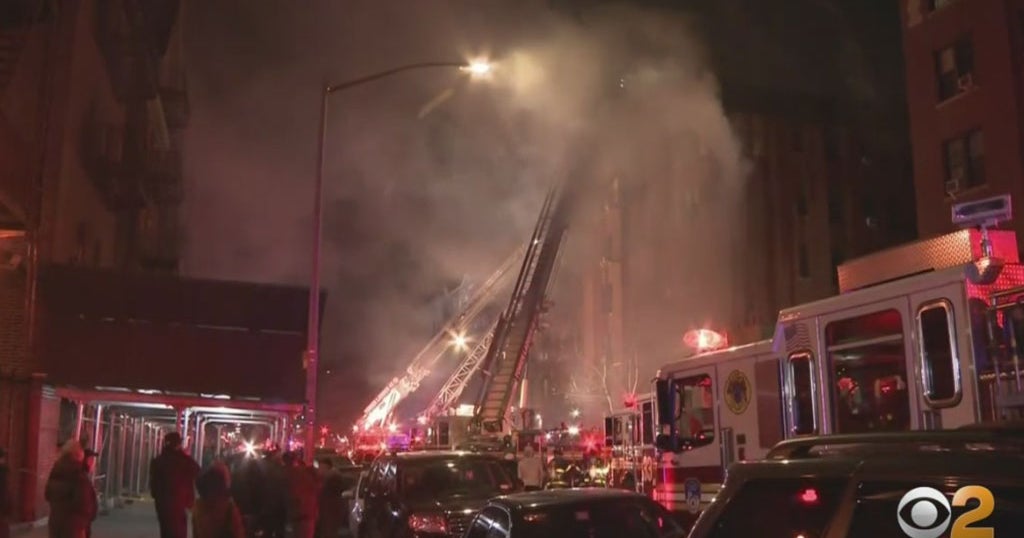 Crews Battle Large Fire At Inwood Apartment Building - CBS New York