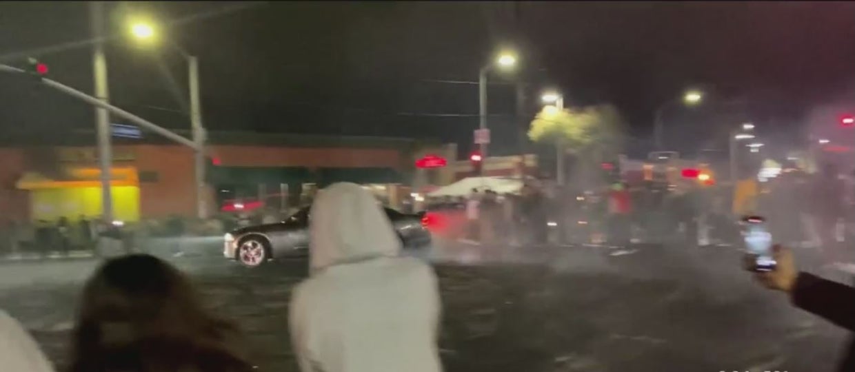 Dangerous Street Takeover In Inglewood Draws Large Crowd - CBS Los Angeles