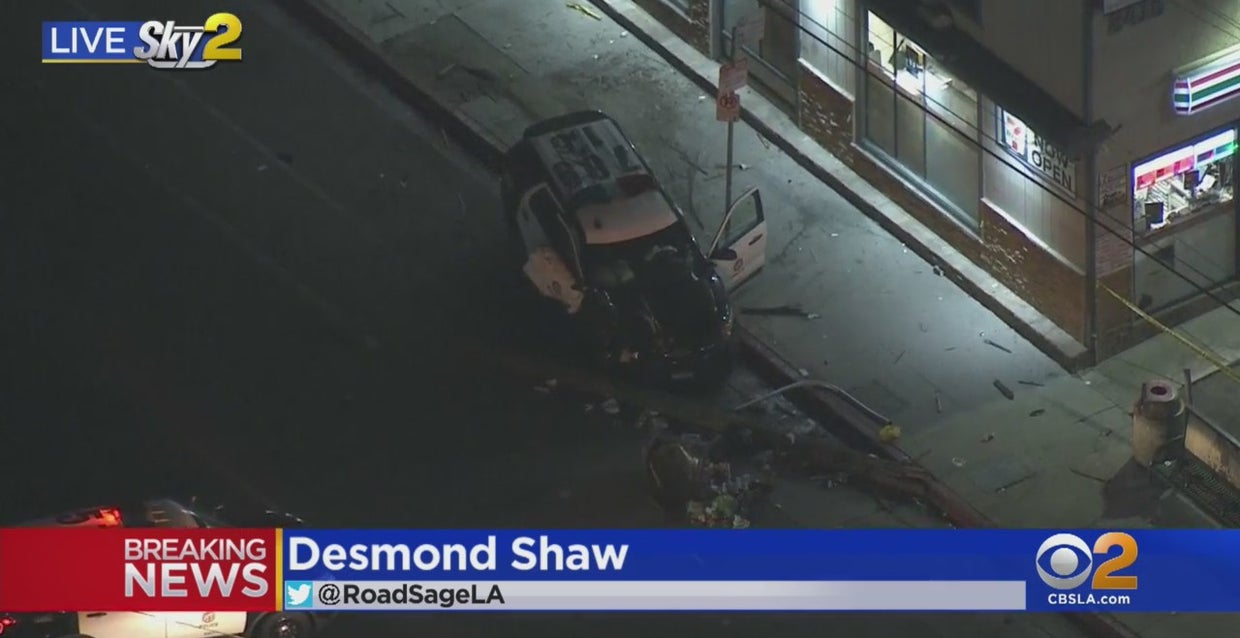 No Serious Injuries After LAPD Cruiser Collides With Truck - CBS Los ...