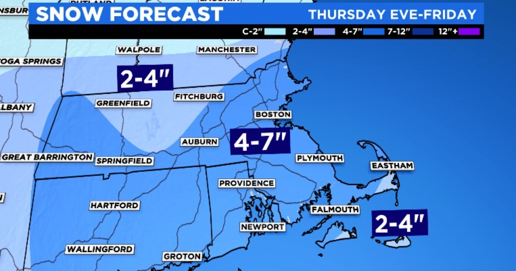 Widespread 4-7 Inches Of Snow Likely In Southern New England Thursday ...