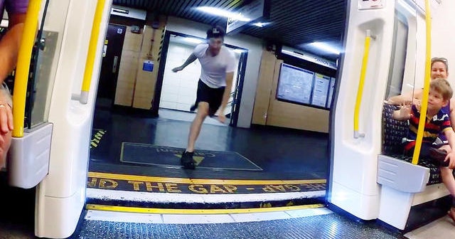 Man attempts challenge to outrun the London subway - CBS News