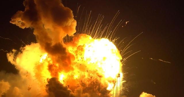 Watch: Antares rocket explodes after liftoff - CBS News