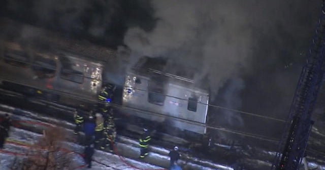 Metro-North train on fire after hitting car - CBS News