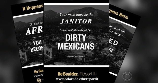 Offensive signs aim to attack discrimination on campus - CBS News