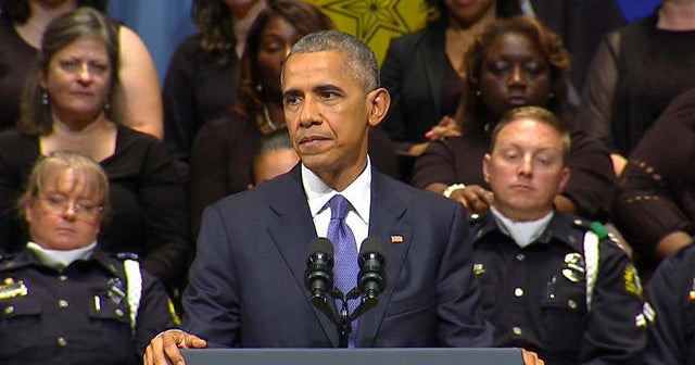 President Obama speaks at Dallas police memorial service - CBS News