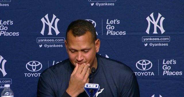 A Rod Ends Mlb Playing Career With Tearful Goodbye Cbs News