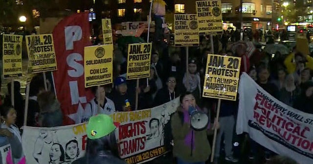 Protesters surround Trump Tower - CBS News