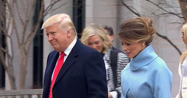 Donald Trump departs inauguration church service for White House - CBS News