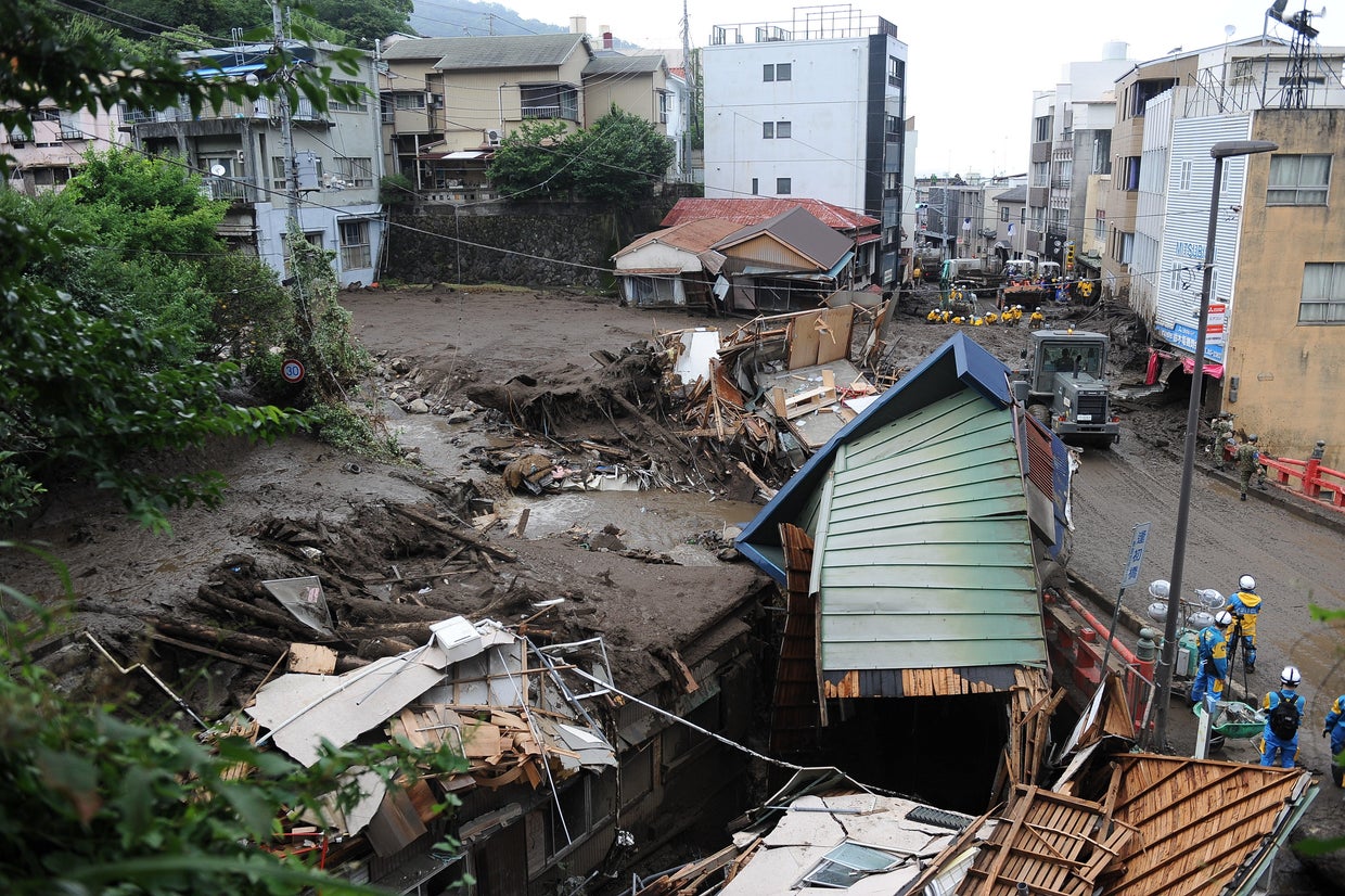 Dozens missing after landslide tears through Japanese resort town - CBS ...