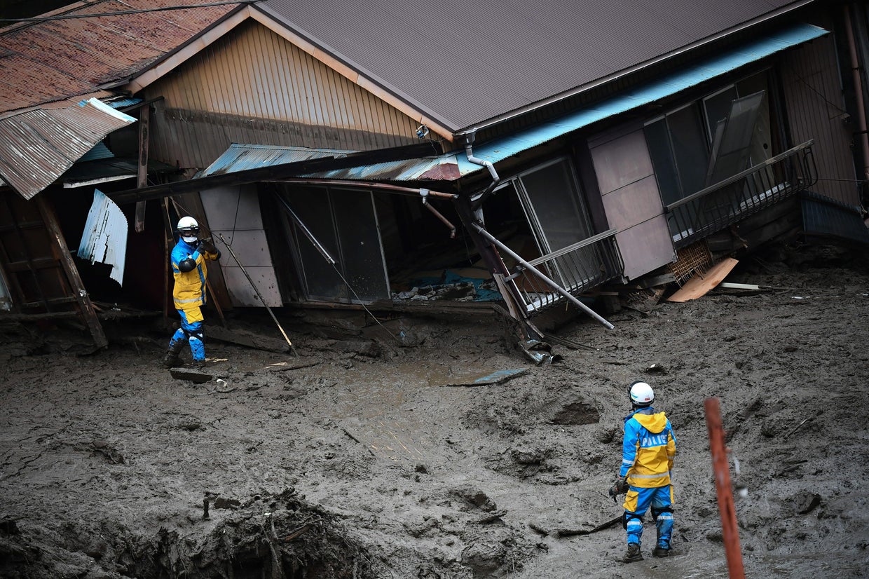 Dozens missing after landslide tears through Japanese resort town - CBS ...