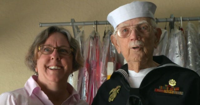 Seamstress gives Navy veteran his dream uniform - CBS News