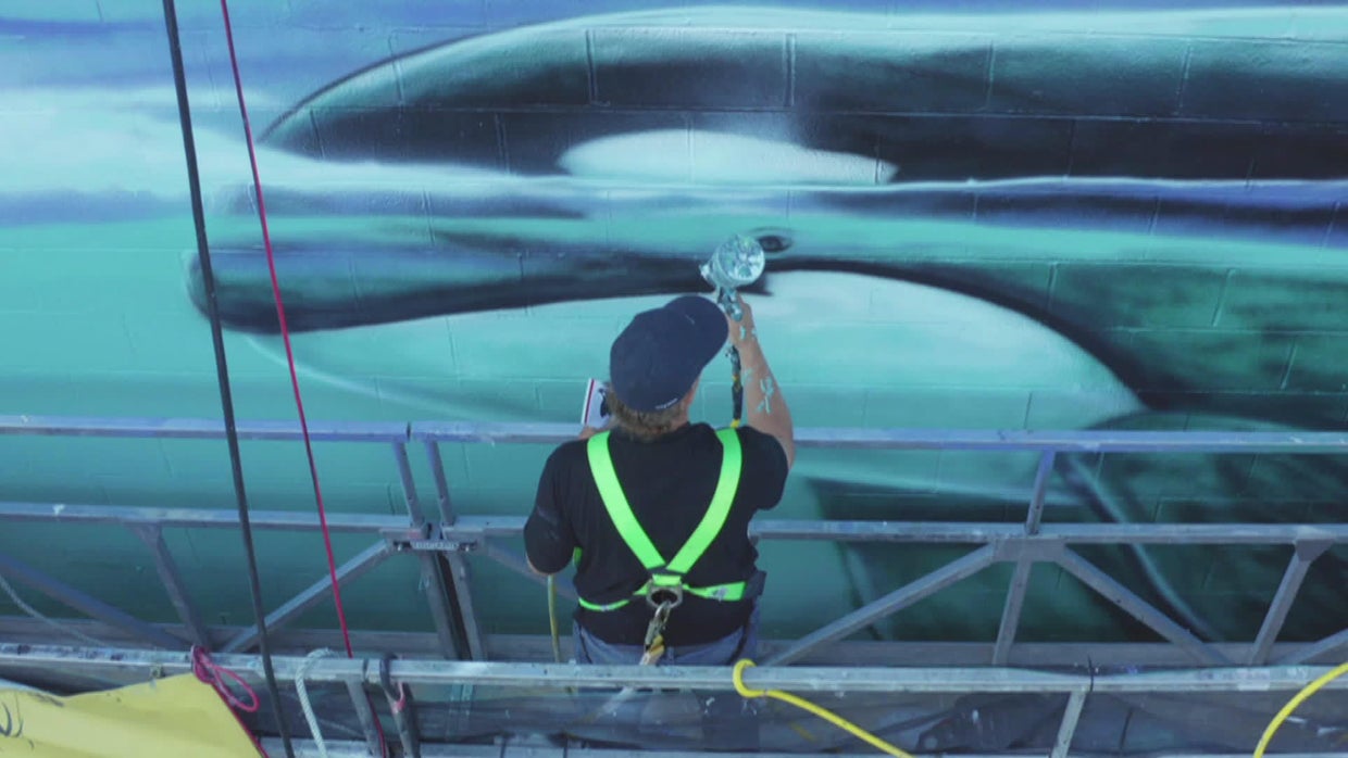 The artist Wyland and his "whaling walls" - CBS News