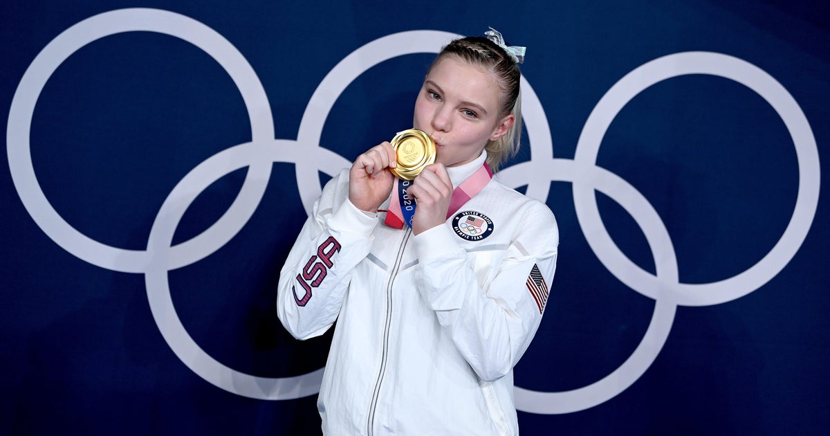 Jade Carey secures gold in floor exercise at Tokyo Olympics - CBS News
