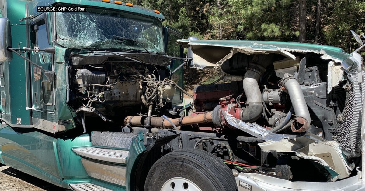 2 Big Rigs Involved In Crash Near Baxter In Sierra - CBS Sacramento