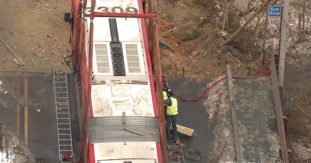 Port Authority Bus Lifted From Fern Hollow Bridge Collapse Site