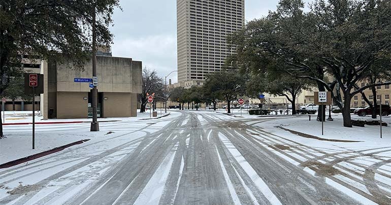 Snow Has Stopped Falling In Fort Worth, But Icy Roads And Trees Still A ...