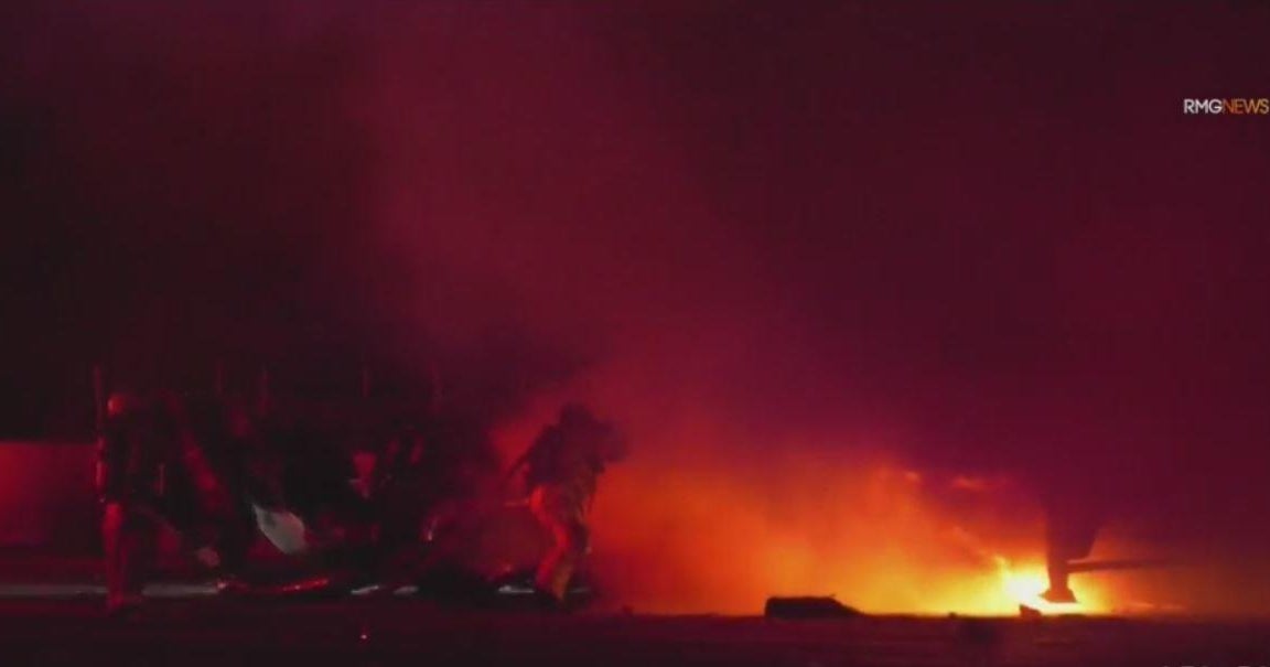 One killed in fiery big-rig wreck on 91 Freeway in Yorba Linda - CBS ...