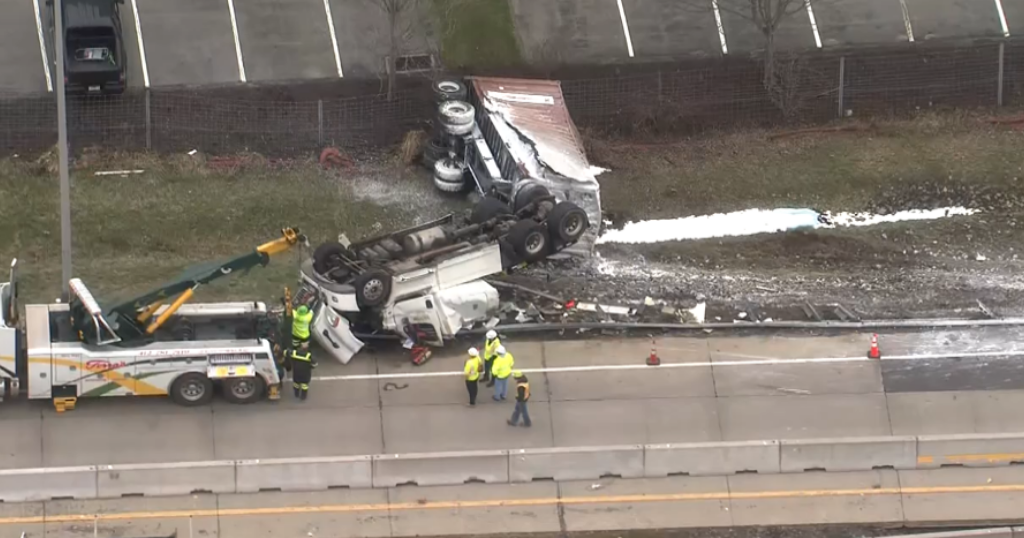 Tractor Trailer Hauling Paint Overturns At Cranberry Twp. Turnpike Exit ...