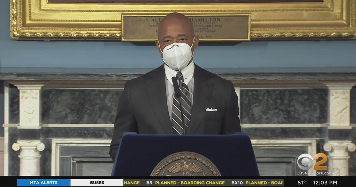 Mayor Adams makes first appearance since isolation - CBS New York
