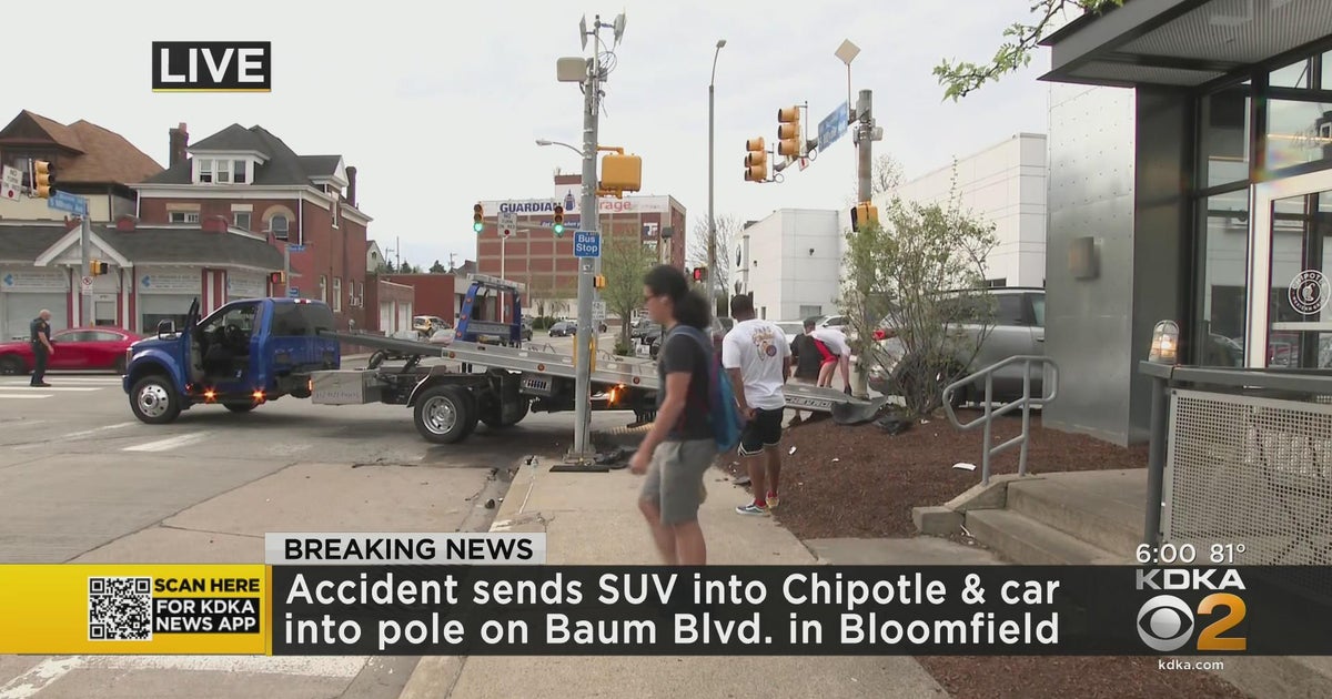 Crash sends SUV into Chipotle in Bloomfield - CBS Pittsburgh