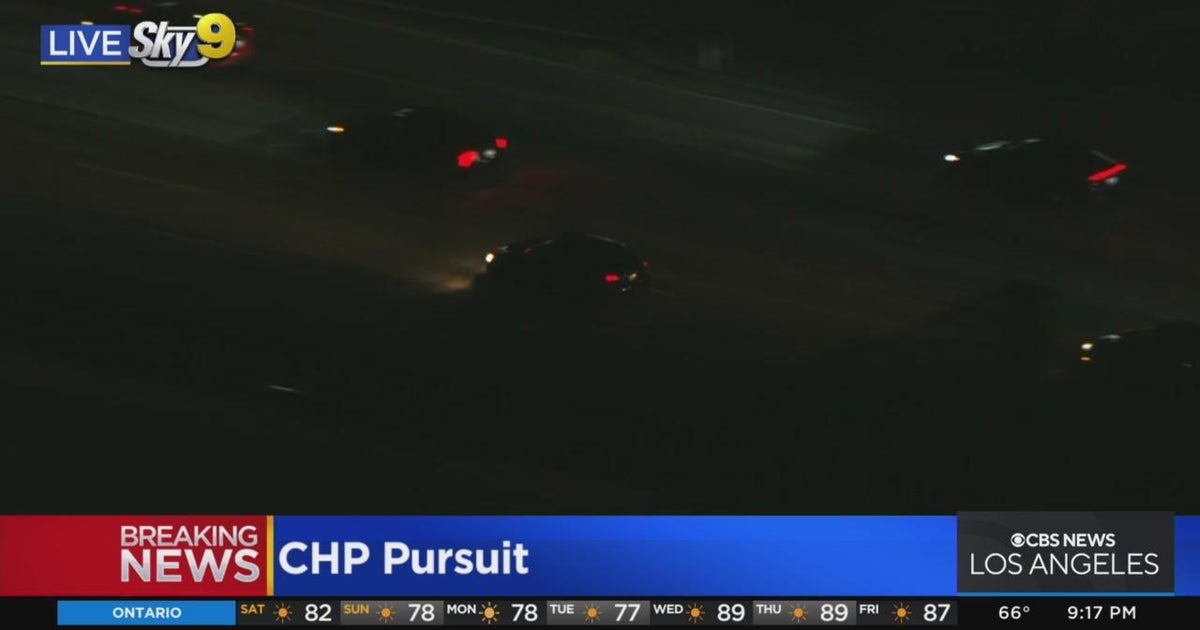 CHP in pursuit of two armed robbery suspects driving on the 210 freeway ...