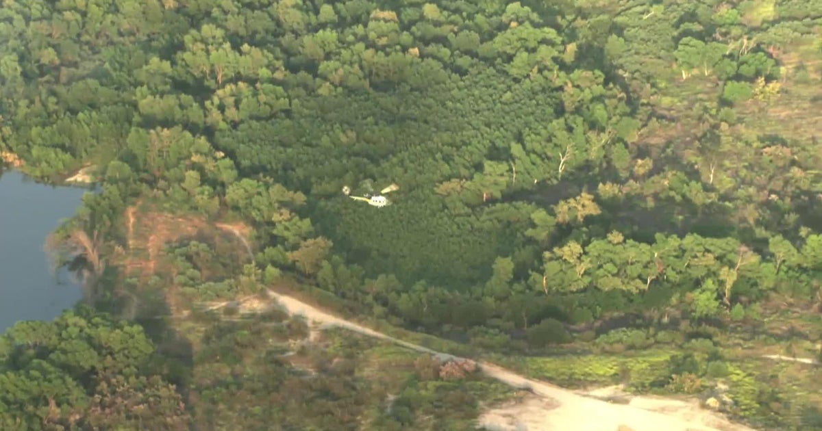 Chopper drops water onto Hansen Dam brush fire - CBS Los Angeles