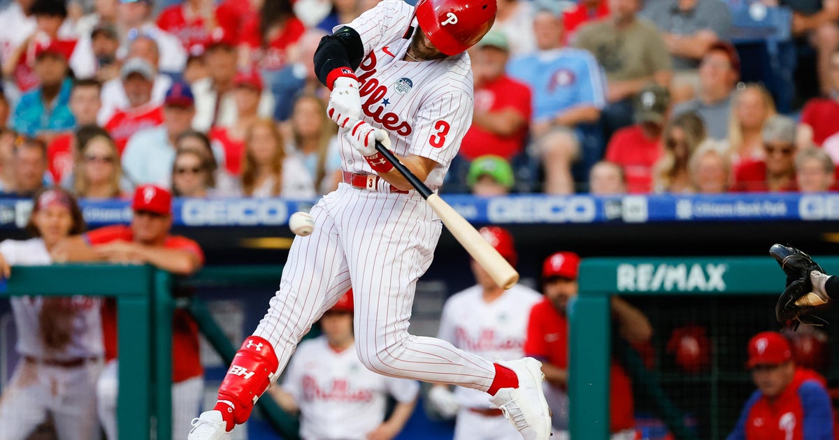 Harper, Schwarber 2 HRs, Thomson wins debut, Phils top Halos - CBS Los ...