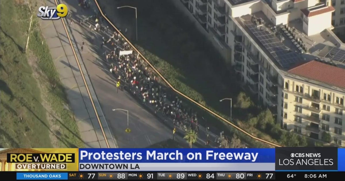 Protesters march on freeway in downtown LA - CBS Los Angeles