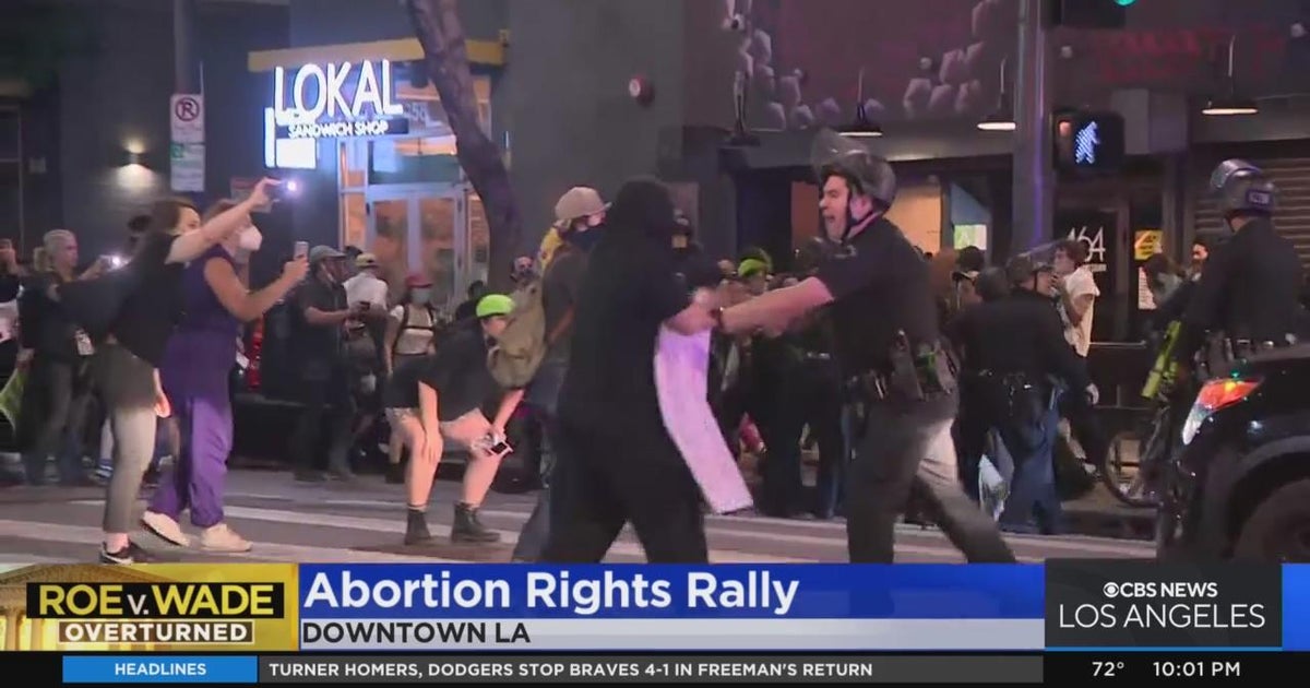 Police declare downtown LA protests an unlawful assembly - CBS Los Angeles