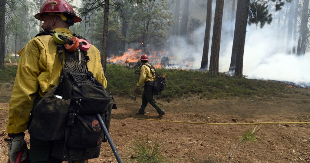 Fire crews struggle to contain Washburn Fire burning in Yosemite - CBS ...
