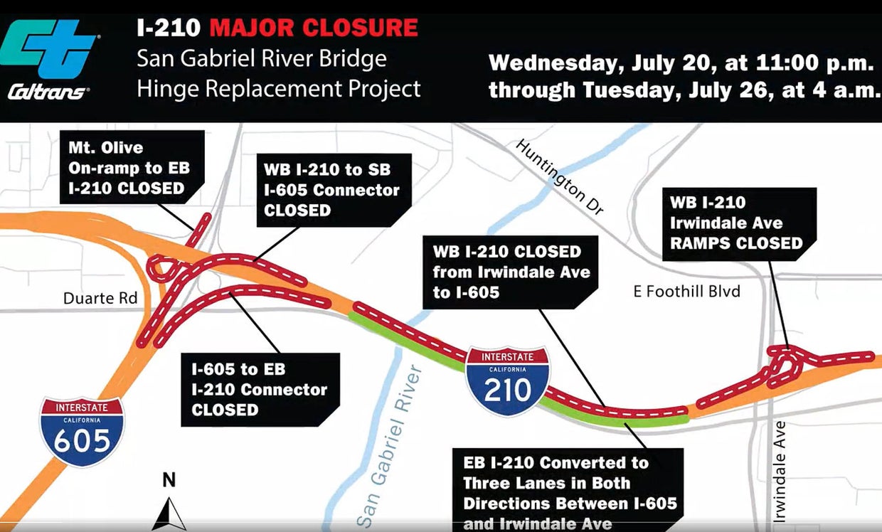 Westbound 210 Freeway at the 605 in Irwindale to be shut down for 5 ...
