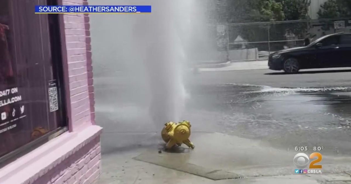 Sheared hydrant floods clothing boutique in Fairfax District - CBS Los ...