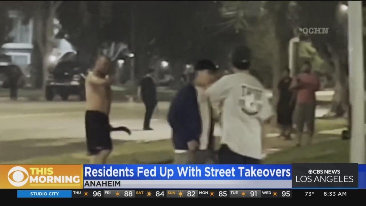 Resident armed with weapon confronts street takeover crowd in Anaheim ...