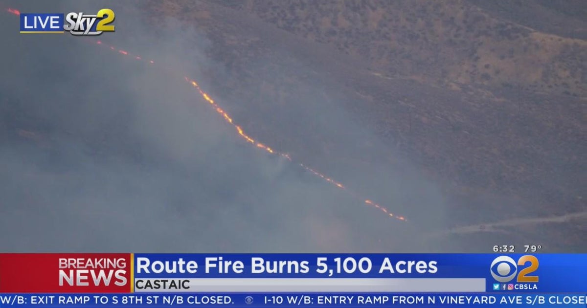 Route Fire burning near Castaic grows to 5,100 acres - CBS Los Angeles
