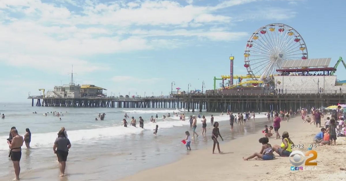 Beaches packed due to heat wave - CBS Los Angeles