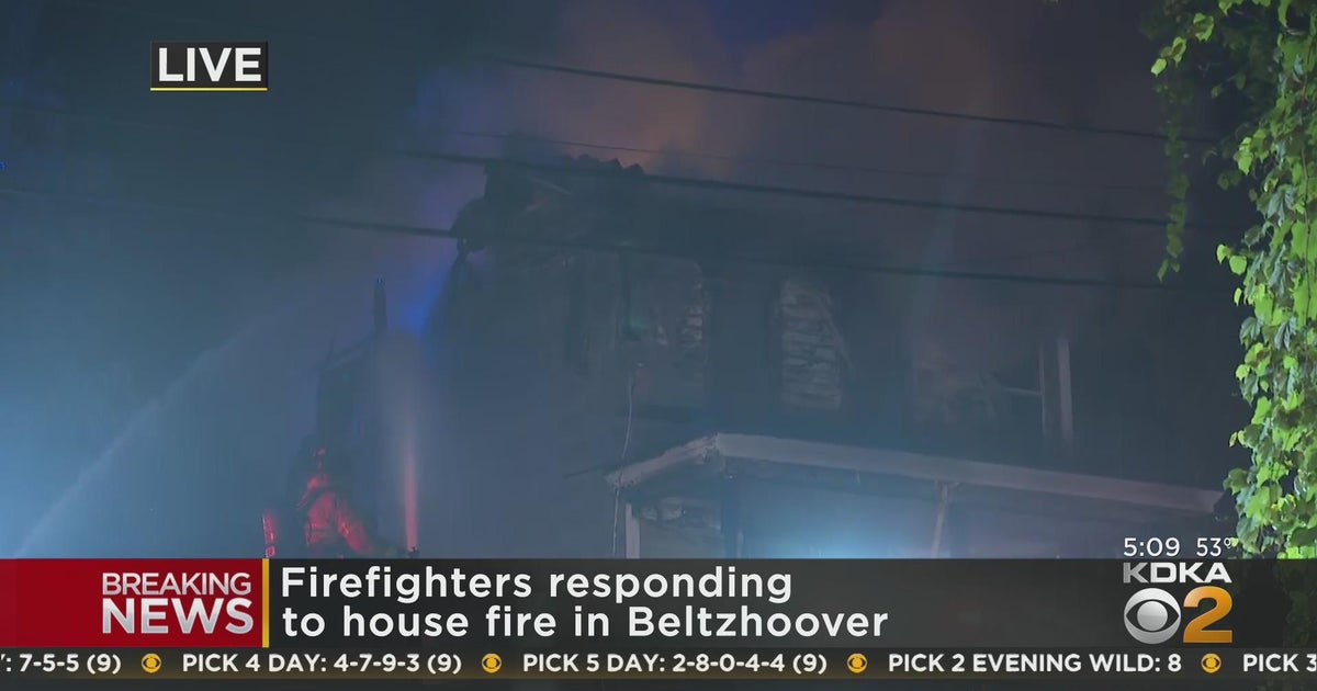 Crews on scene of house fire in Beltzhoover - CBS Pittsburgh