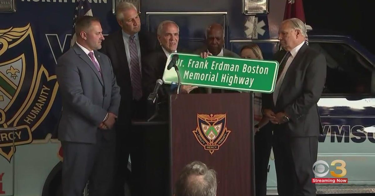 Lansdale road renamed Dr. Frank Erdman Boston Memorial Highway - CBS ...