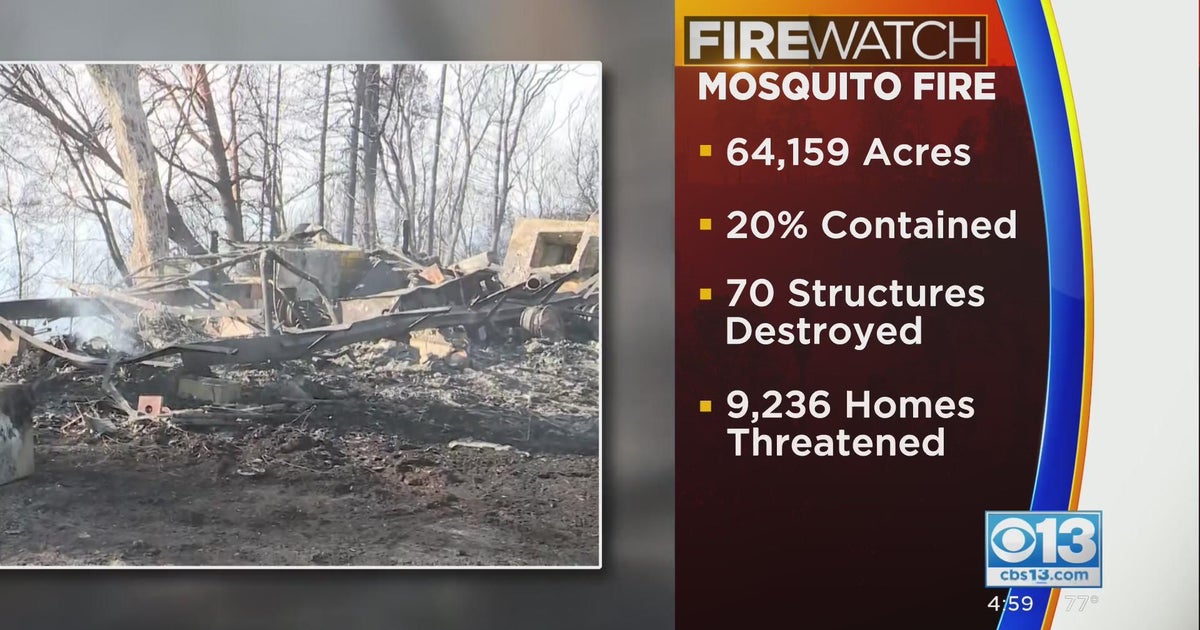 Mosquito Fire grows to 64,159 acres, containment stays at 20% - CBS ...