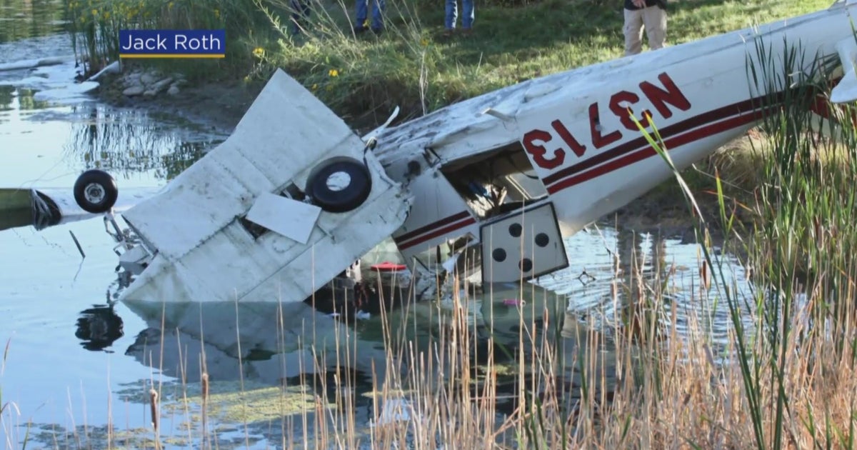 Single engine Piper Cherokee crashes into pond - CBS Colorado