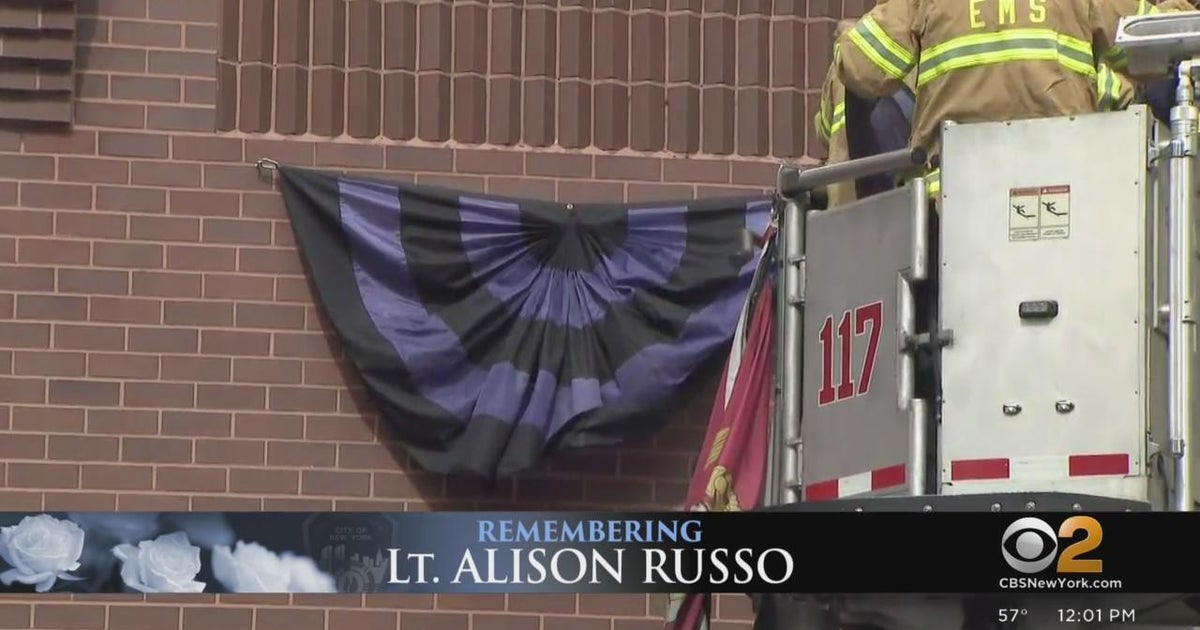 Bunting draped on Astoria station house for EMS Lt. Alison Russo - CBS ...