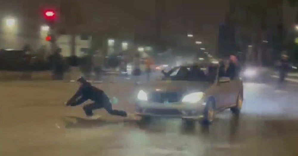 Wild video: Burnouts, a ring of fire, man sideswiped at raucous street ...