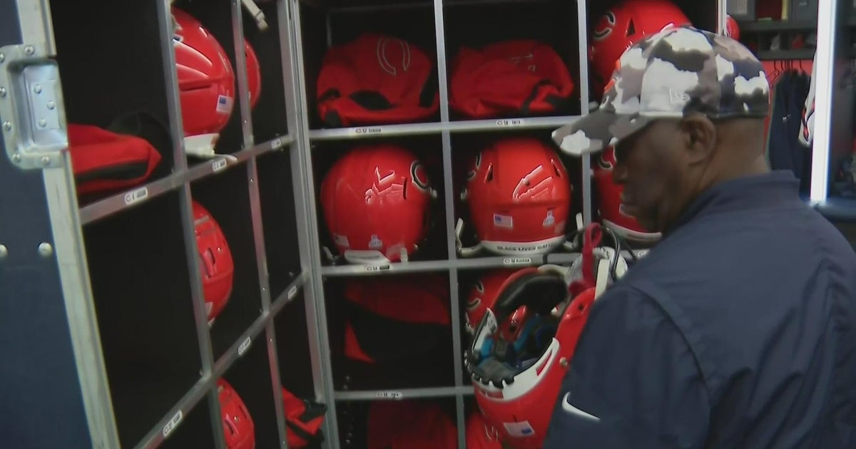 Bears wearing orange helmets Thursday night at Solider Field - CBS Chicago