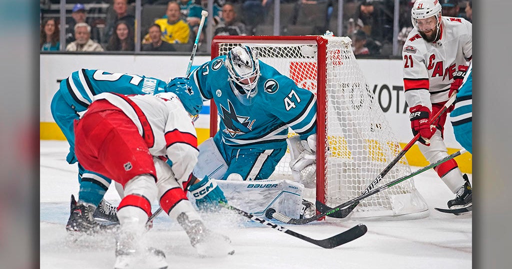 Aho's late goal leads Hurricanes past Sharks - CBS San Francisco