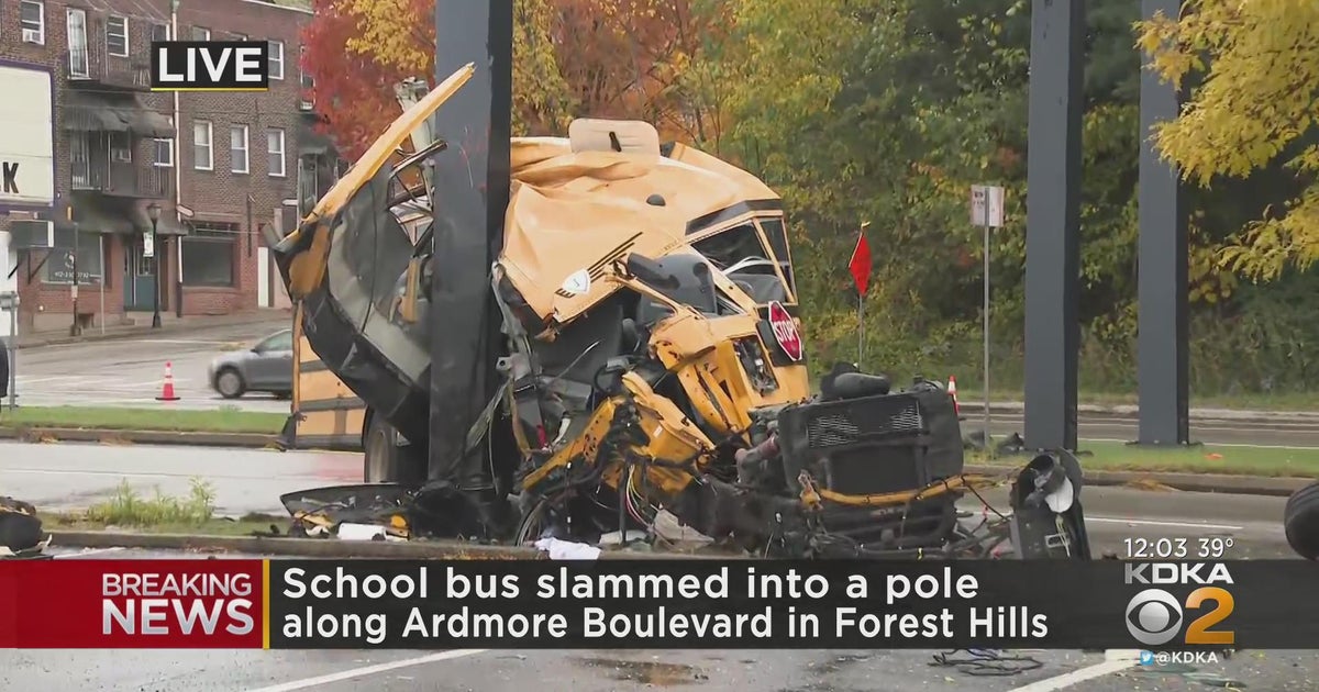 Bus torn open after slamming into pole - CBS Pittsburgh